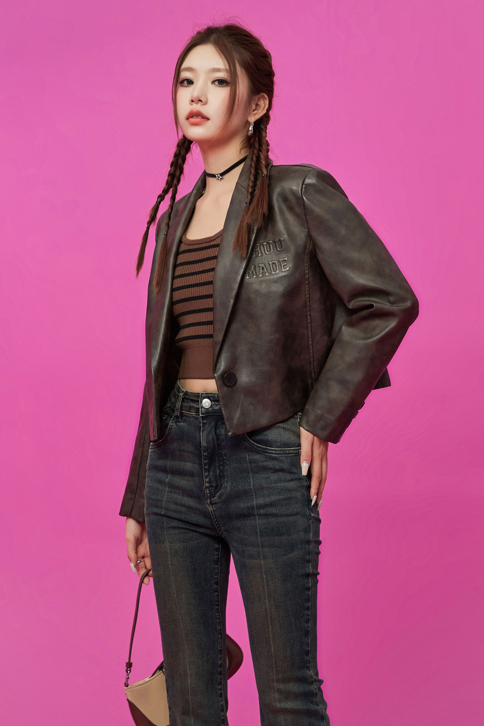 CHUU Logo Leather Jacket | International delivery | Chuu KR